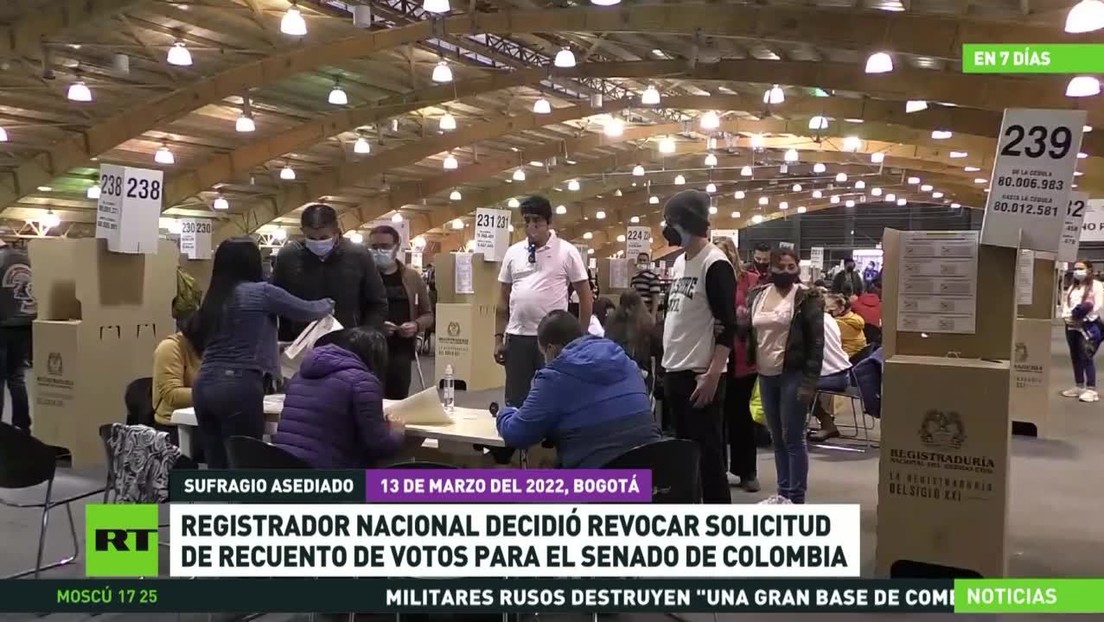 El registrador nacional de Colombia decide no presentar la solicitud de recuento de votos para ...