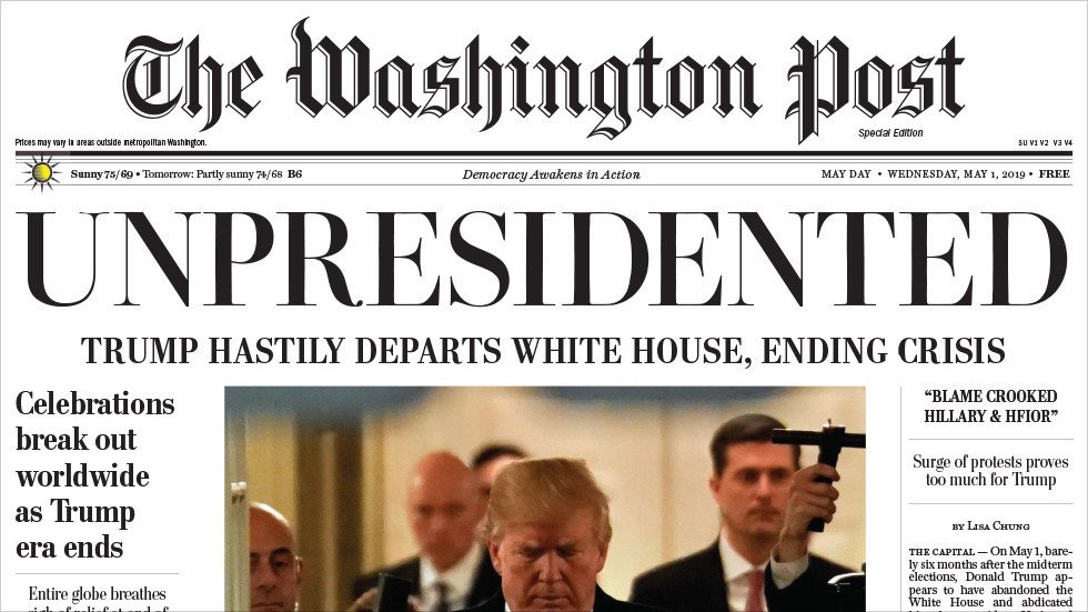 Fake Washington Post copies announcing Trump's resignation handed out ...