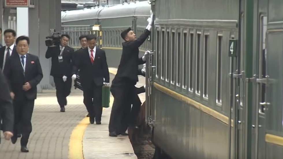 WATCH Kim Jong-un’s bodyguards POLISH his moving train as it arrives in ...