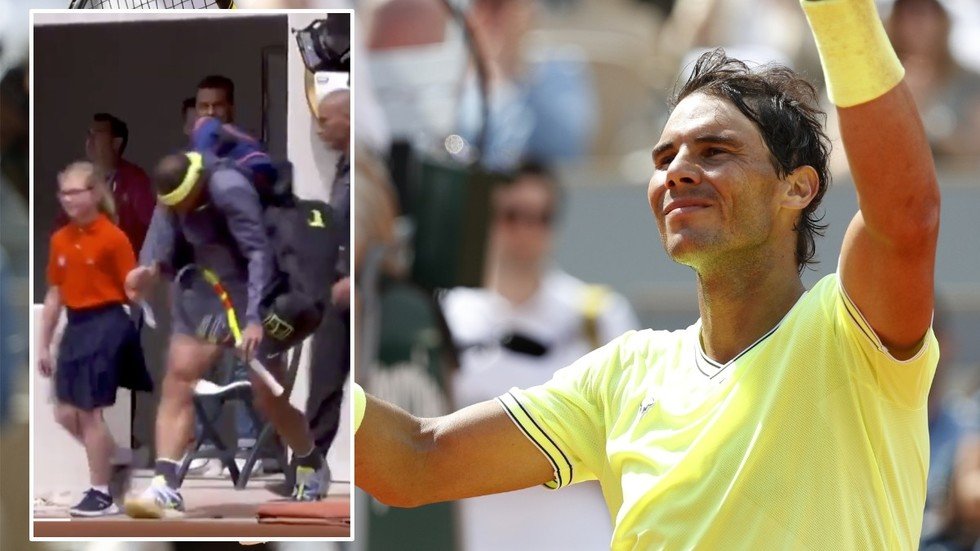 Caught on camera: Rafael Nadal cracks head on camera before French Open ...