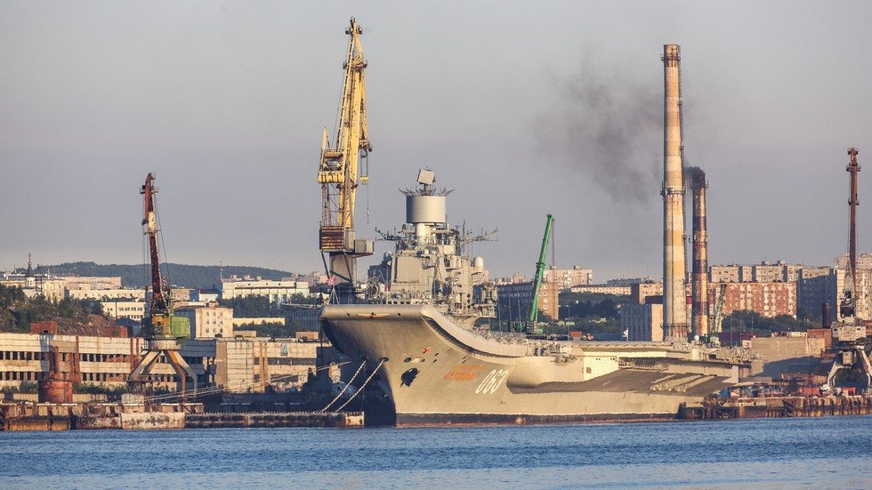 Russian aircraft carrier Admiral Kuznetsov seen covered in smoke in ...