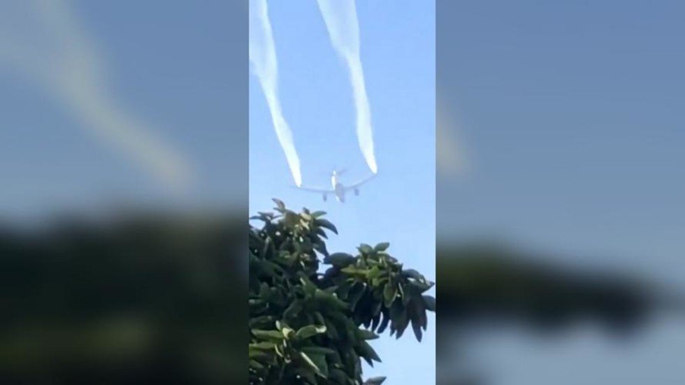 VIDEOS show airplane dumping JET FUEL on Los Angeles schools, resulting ...