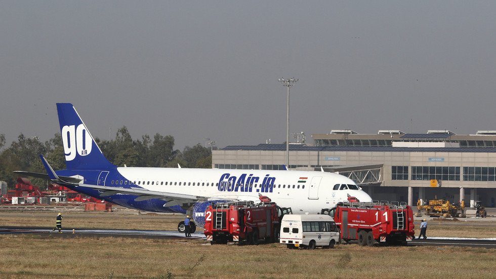 WATCH: Fire on GoAir passenger jet extinguished after emergency landing ...