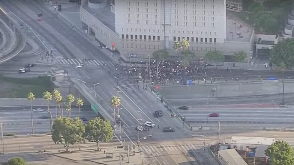 WATCH protesters block Los Angeles freeway, attack police cars as ...