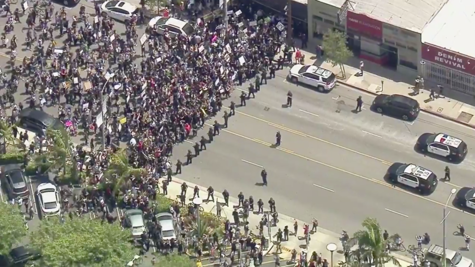MASSIVE rallies block roads in Los Angeles as anti-police-brutality ...