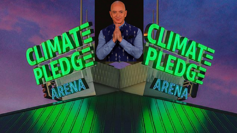 ‘Climate Pledge Arena’: Jeff Bezos unveils massive neon virtue-signal ...
