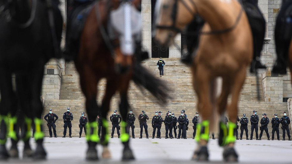 16 arrested as mounted police chase people protesting Melbourne’s ...