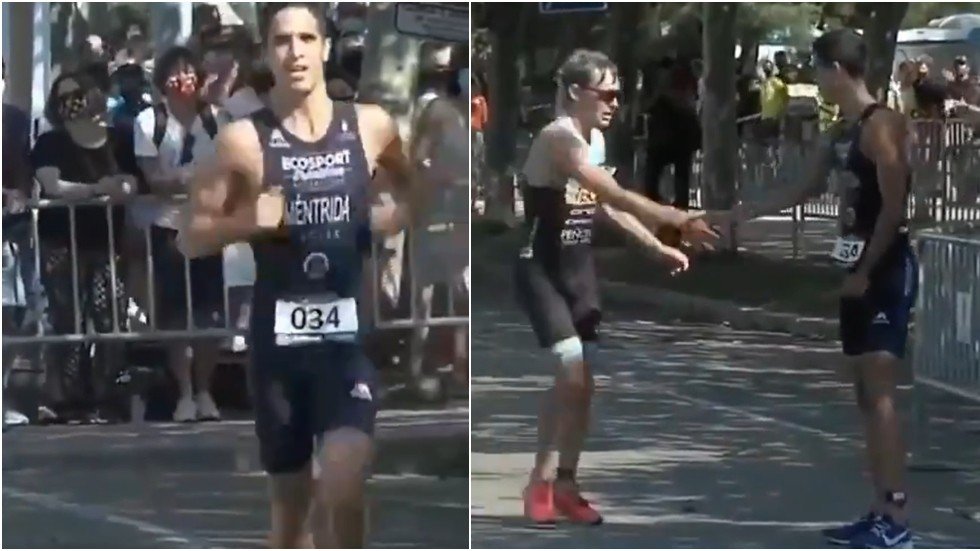 'True class': Triathlete goes viral after incredible moment of ...