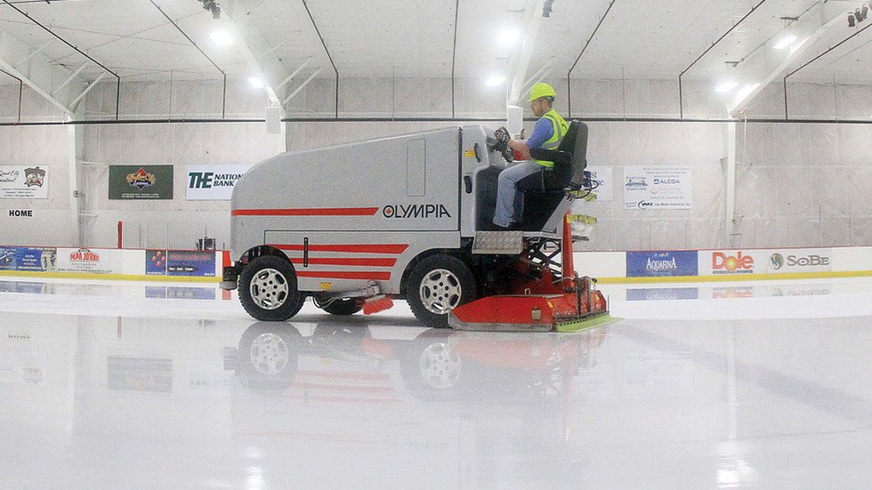 Snow laughing matter: WATCH bizarre moment zamboni catches fire on ice ...