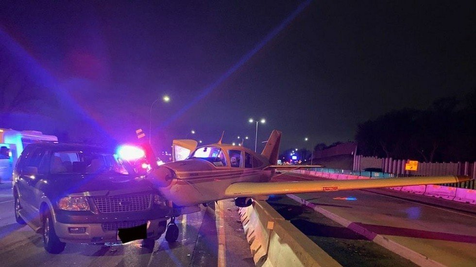 Plane collides with car after making emergency landing on Minnesota ...