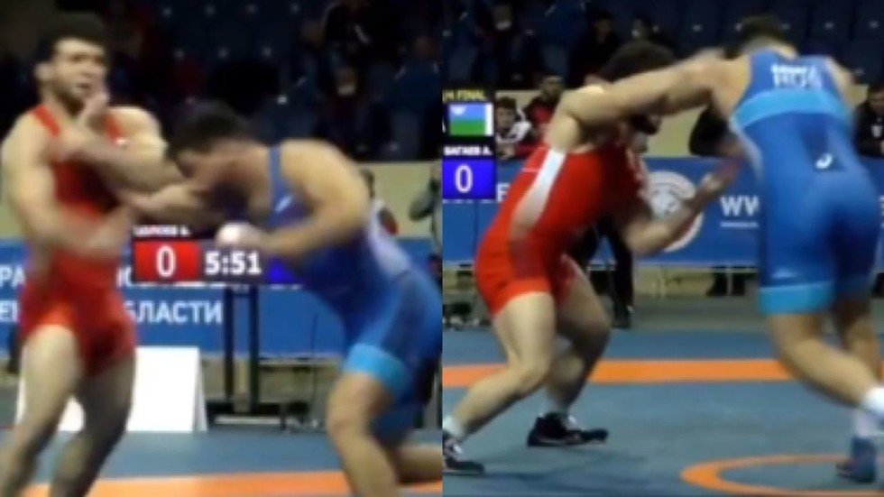 Wrestling match turns into a FULL-ON FIST FIGHT as Russian junior ...