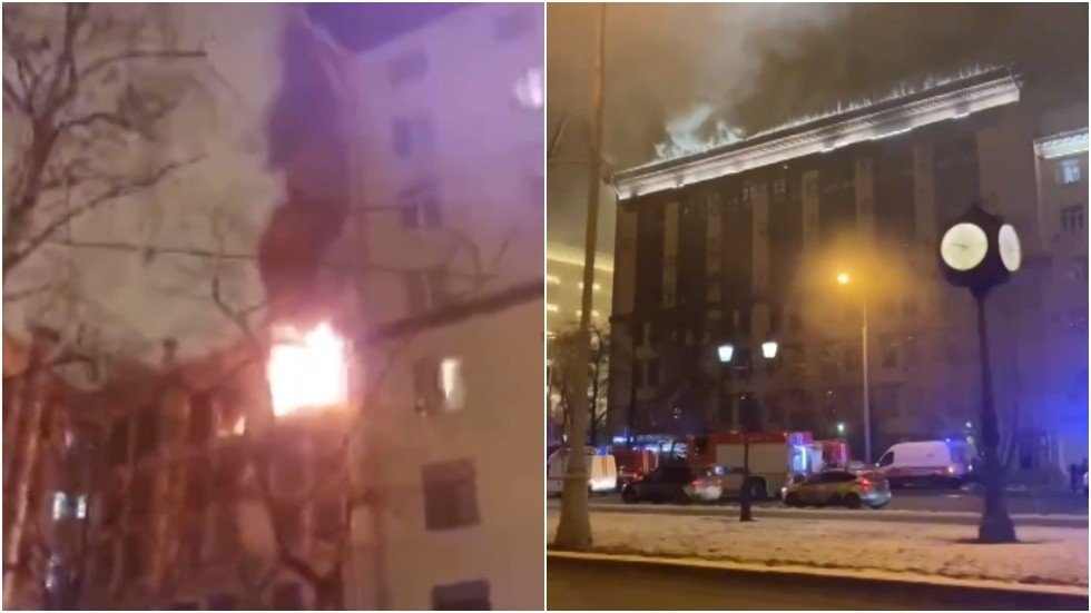 Major fire engulfs administrative building in Moscow, prompting mass ...