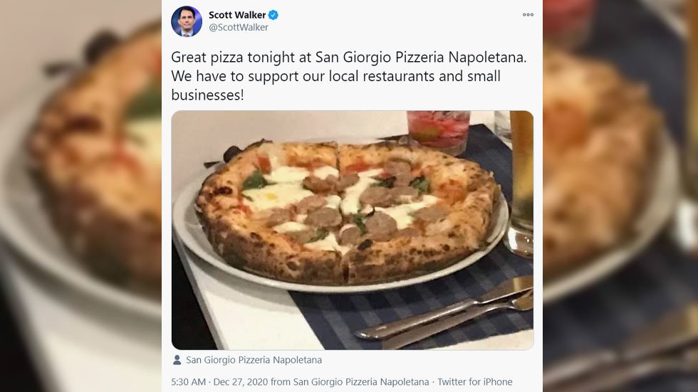 Scott Walker caught lying after posting pic of ‘great pizza’ he ate ...