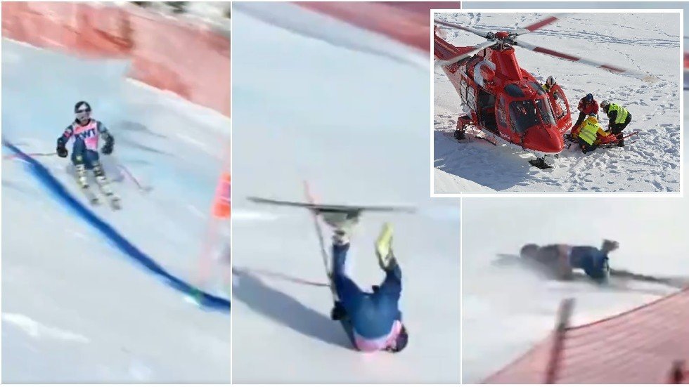 US skier airlifted to hospital after horror crash which saw him slide ...