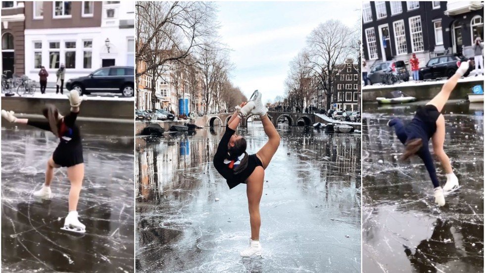 FROZEN! Dutch figure skater Linden van Bemmel wows with impromptu ...