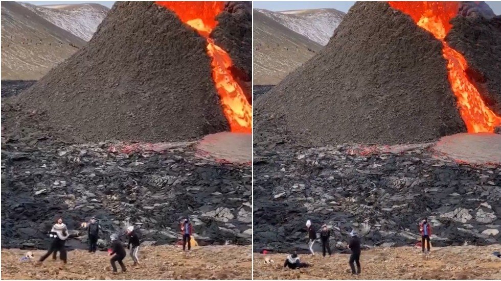 WATCH: Volleyball players start ‘casual game’ in front of erupting ...