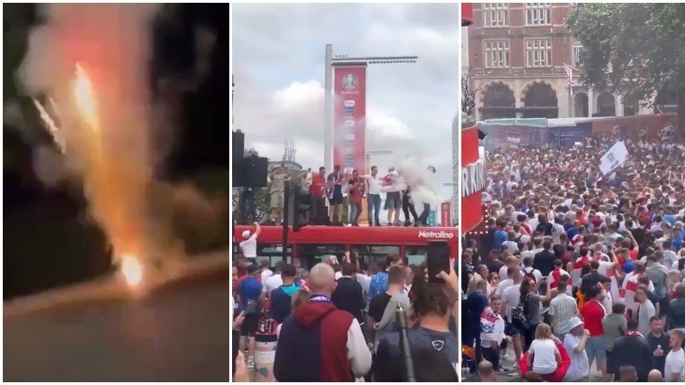 ‘Already carnage’: England fans mass in London after ‘fireworks let off ...