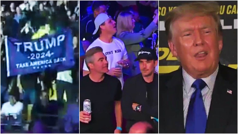 ‘We love Trump’: Boxing crowd brandishes ‘Trump 2024’ banner, erupts with chants at ex-US ...