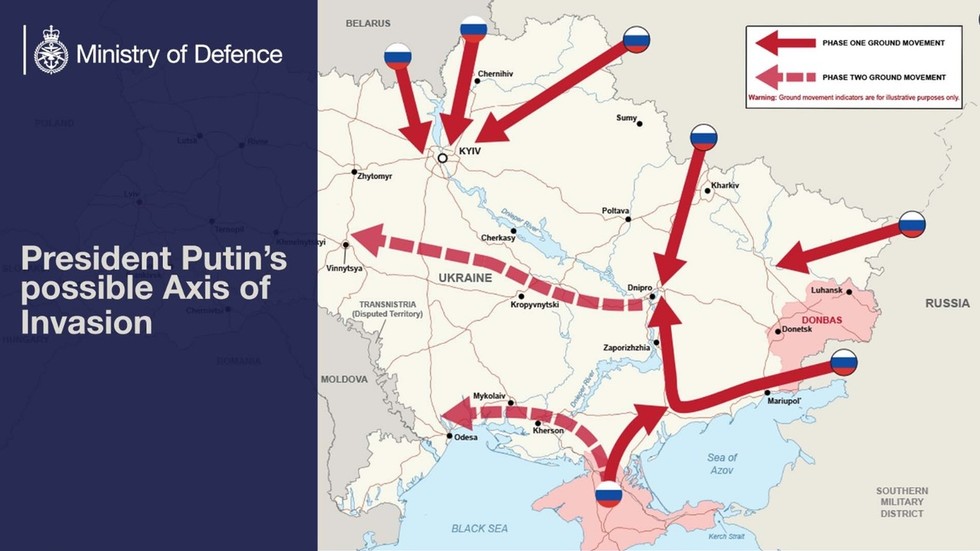 UK military shares map of ‘Putin's invasion’ — RT Russia & Former ...
