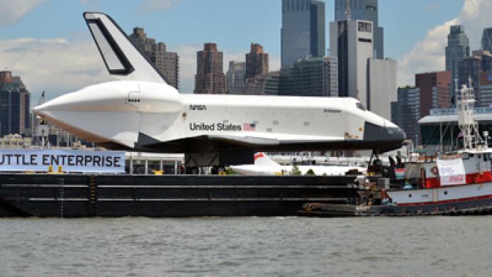 The final frontier: US Shuttle Enterprise sails up the Hudson to its ...